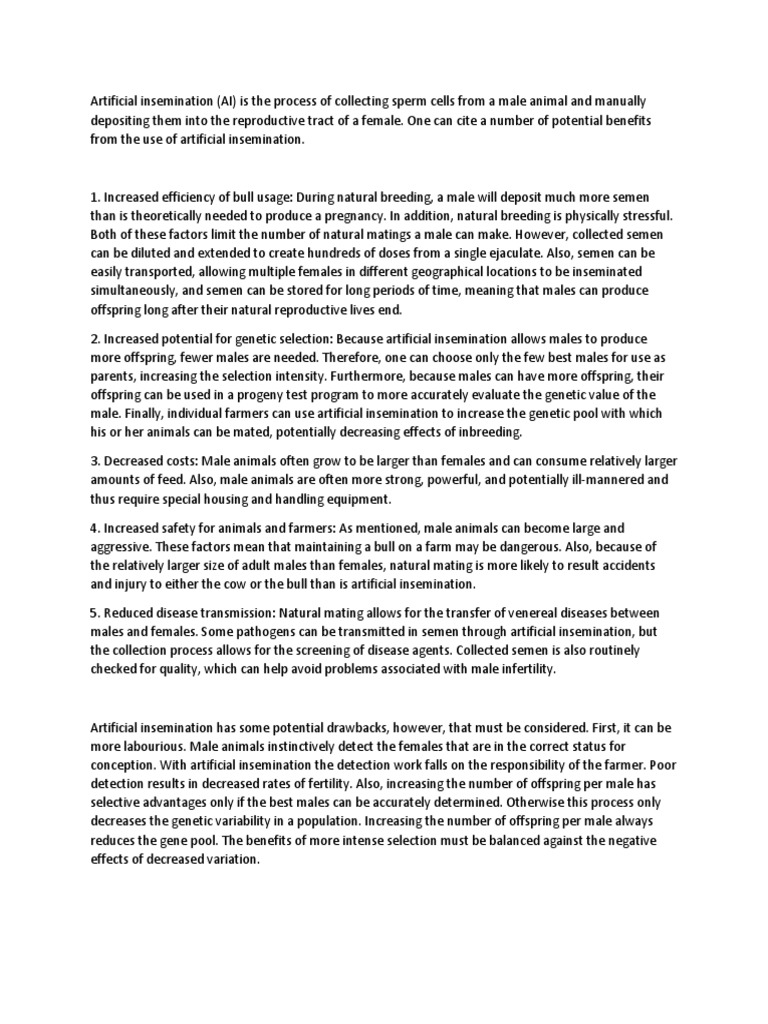 Artificial Insemination 1 | PDF | Cattle | Dairy