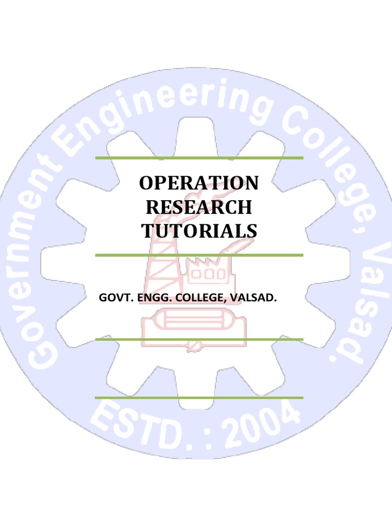 Operation Research Tutorials Overview | PDF | Inventory | Teaching ...