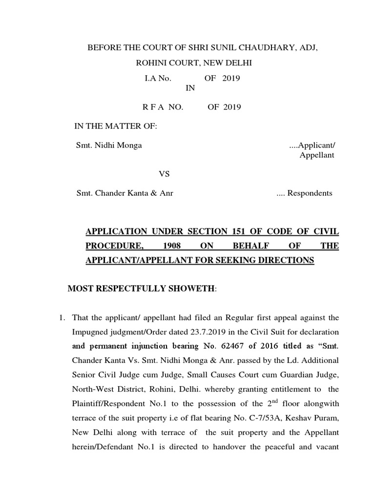 Direction Application-151 CPC | PDF | Lawsuit | Affidavit