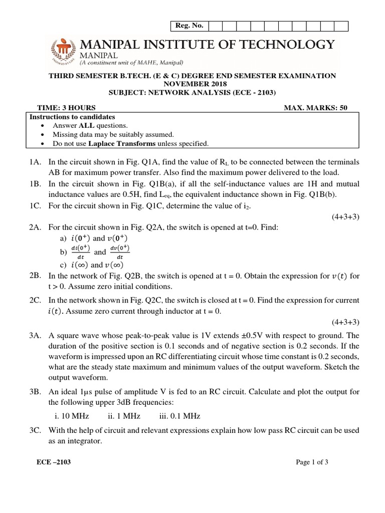 Network Analysis (ECE 2103) | PDF | Inductance | Electrical Network