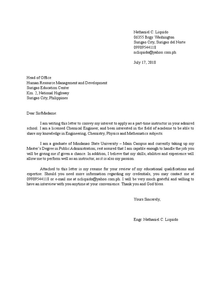 Application-Letter NCL | PDF