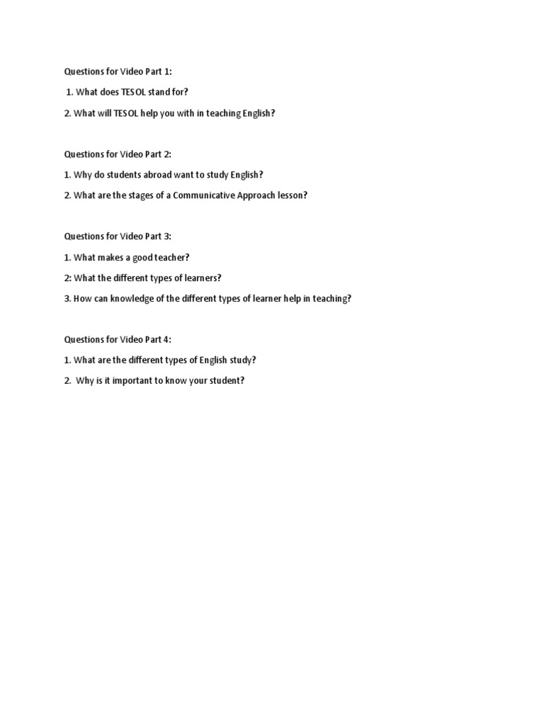 Tesol Questions | PDF