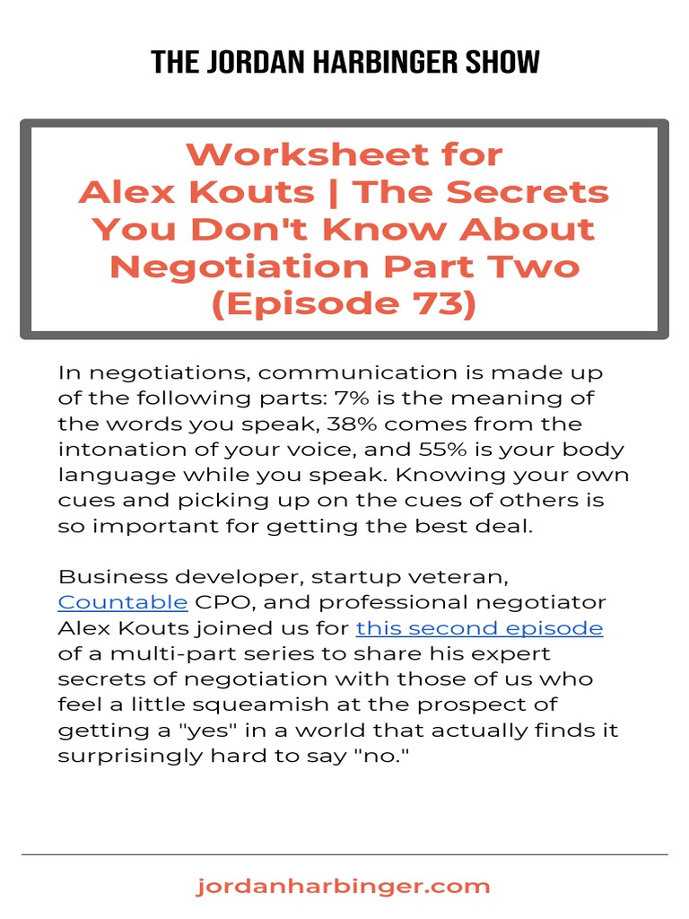 Alex Kouts The Secrets You Dont Know About Negotiation Part Two Episode ...