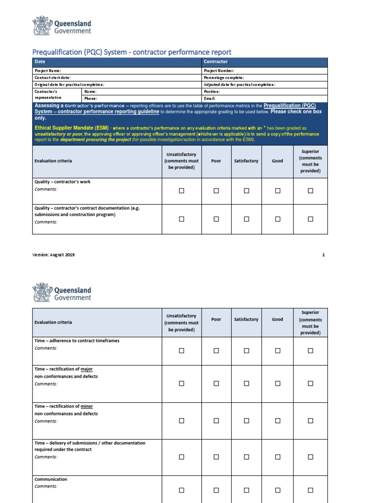 Contractor Performance-2 | PDF | Evaluation | Social Institutions