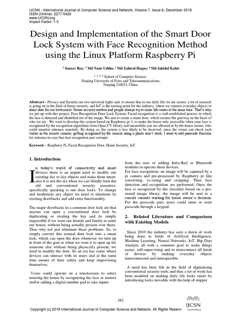 Design and Implementation of The Smart Door Lock System With Face ...