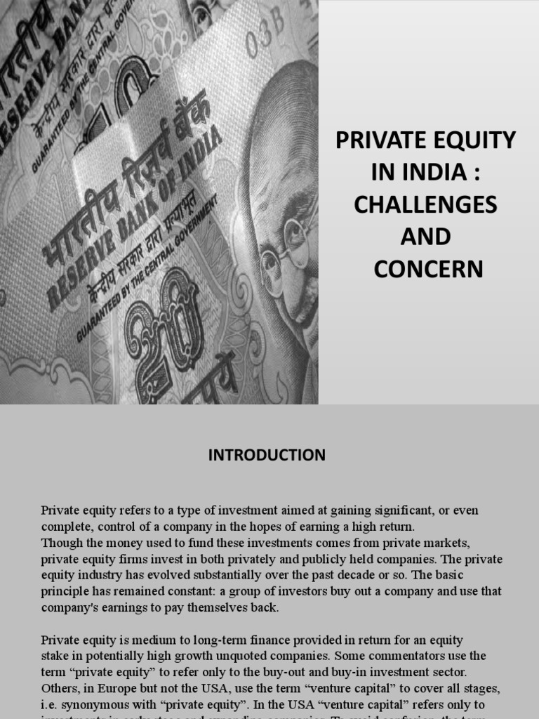 Private Equity In India Challenges And Concern Private Equity In India