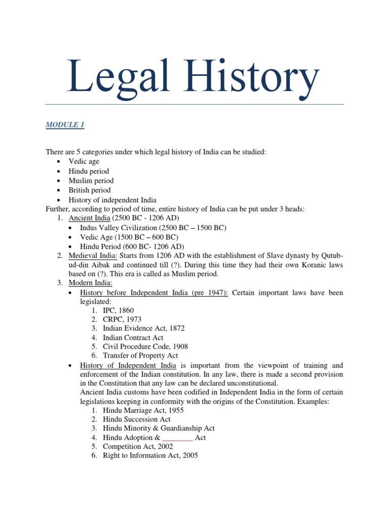 Legal History Complete 1st Sem | PDF | Dharma | Jury Trial