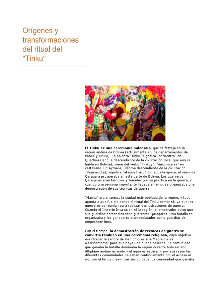 Origen Del Tinku | PDF | Bolivia | Imperio Inca