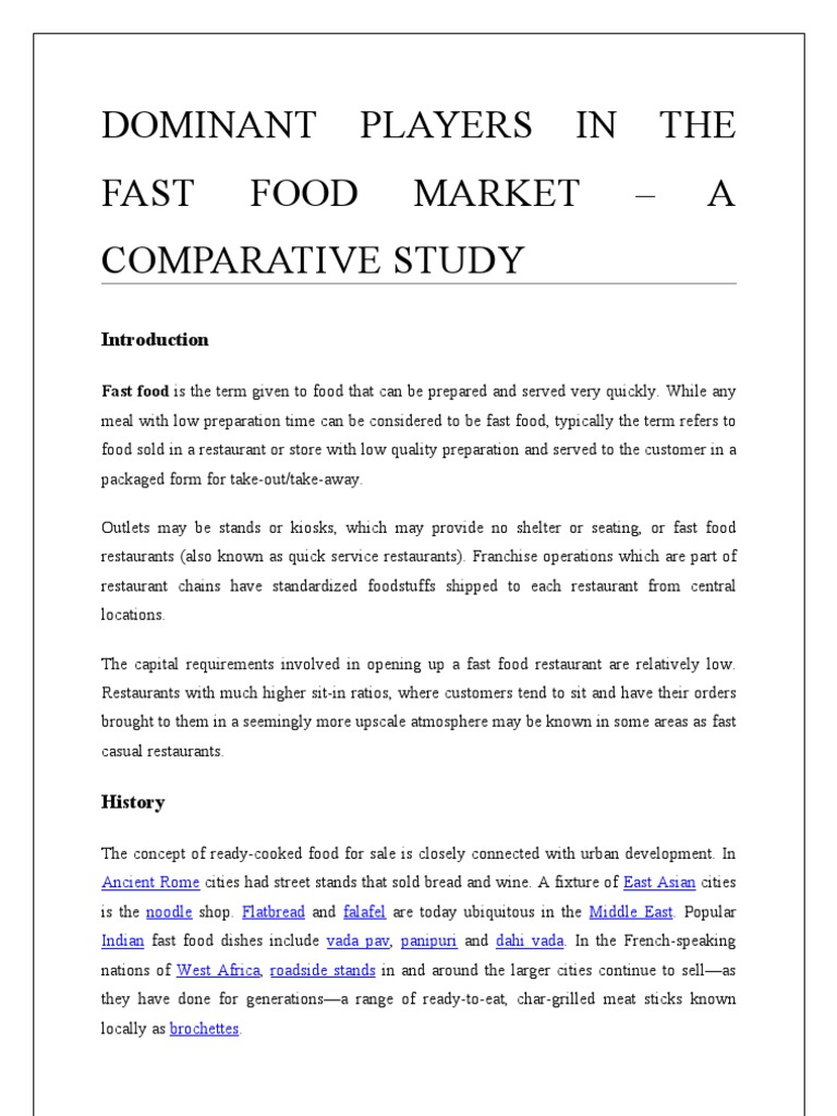 Fast Food Industry in India A Study | PDF | Fast Food | Fast Food ...