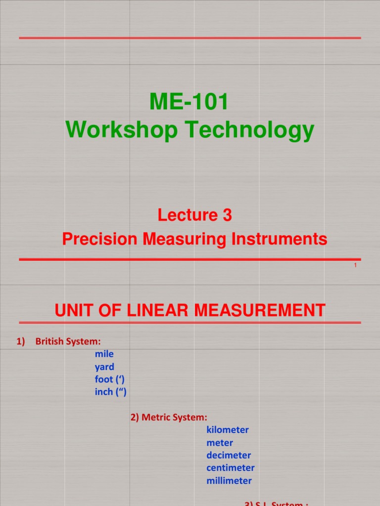 Lec 3 Precision Measuring Instrument PDF | PDF | Tools | Scientific ...
