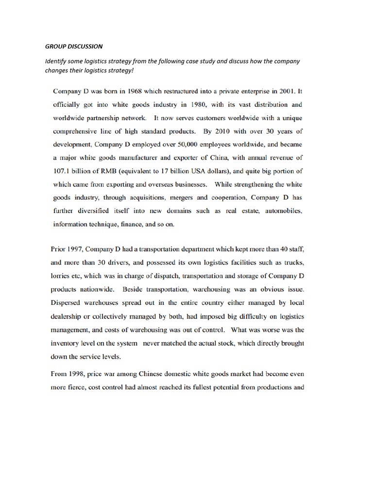 Case Study Logistics PDF | PDF