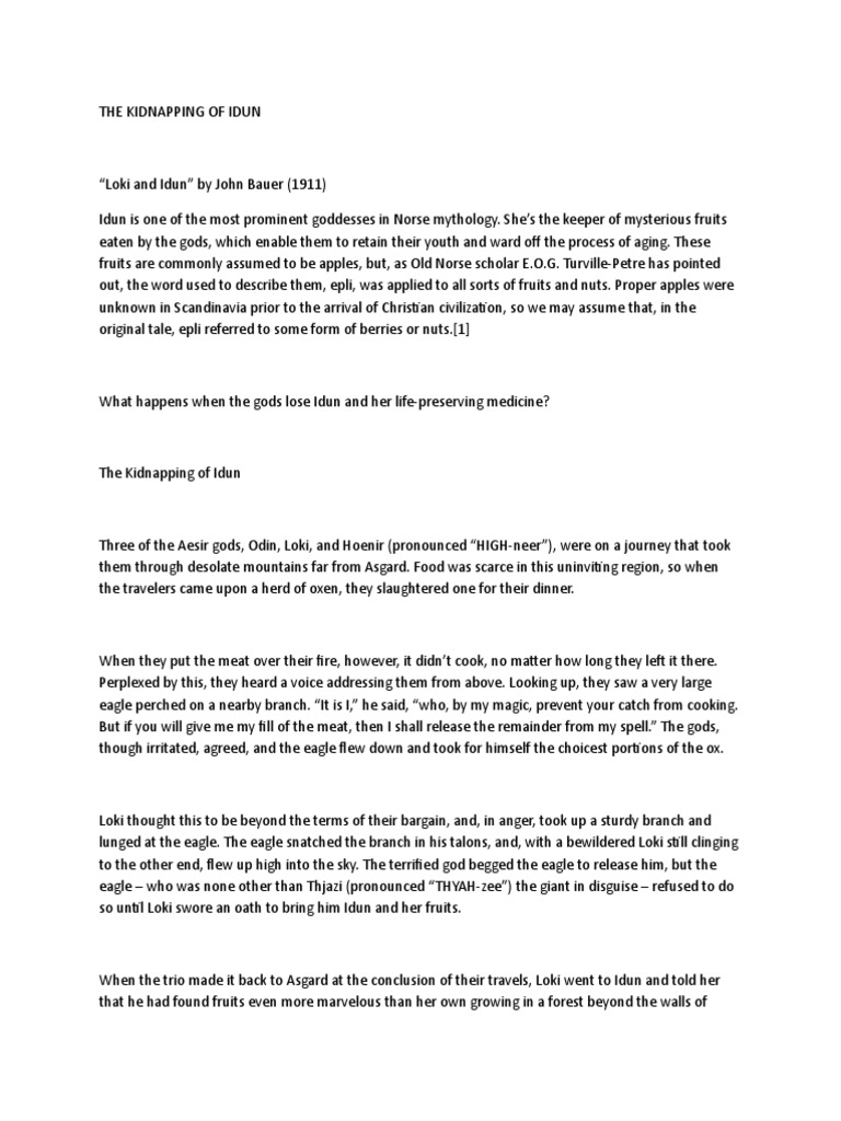 THE KIDNAPPING of IDUN | PDF | Norse Mythology | Norse Deities