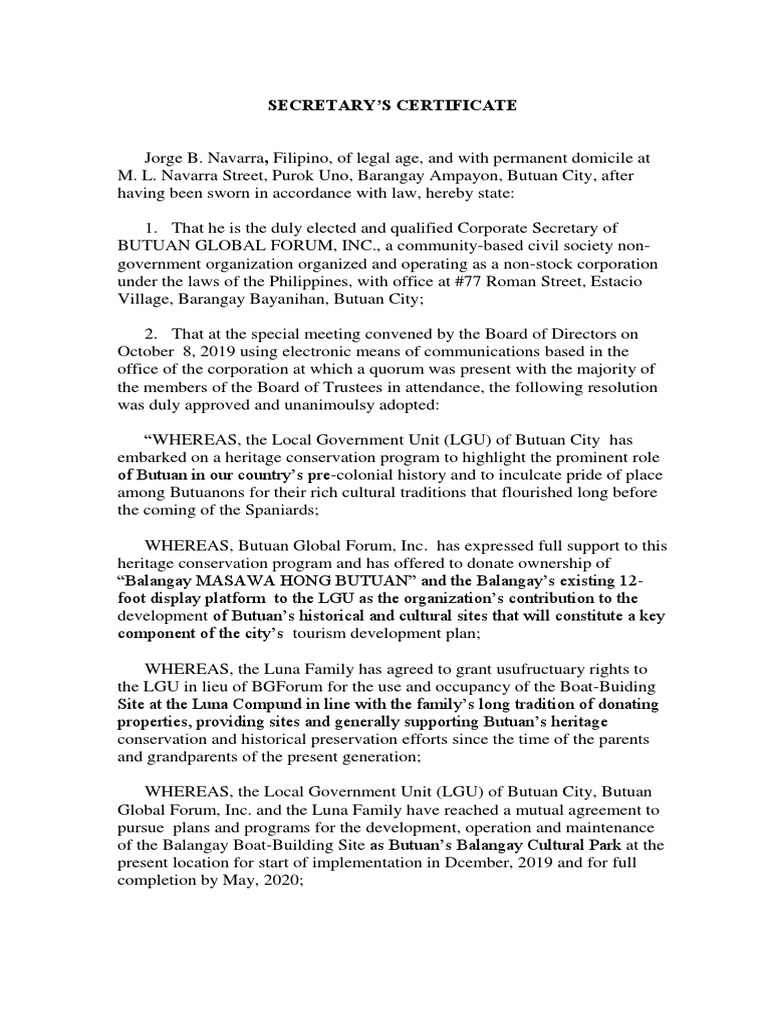 Draft Board Resolution On The Tripartite MOA 2019-10-08 | PDF | Virtue ...