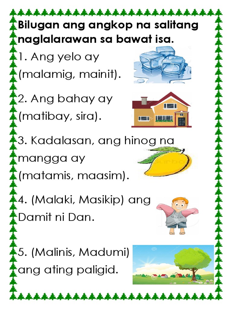 Bilugan Ang Angkop Na Salitang Naglalarawan Sa Bawat Isa | PDF Bilugan Ang Angkop Na Salitang Naglalarawan Sa Bawat Isa | PDF