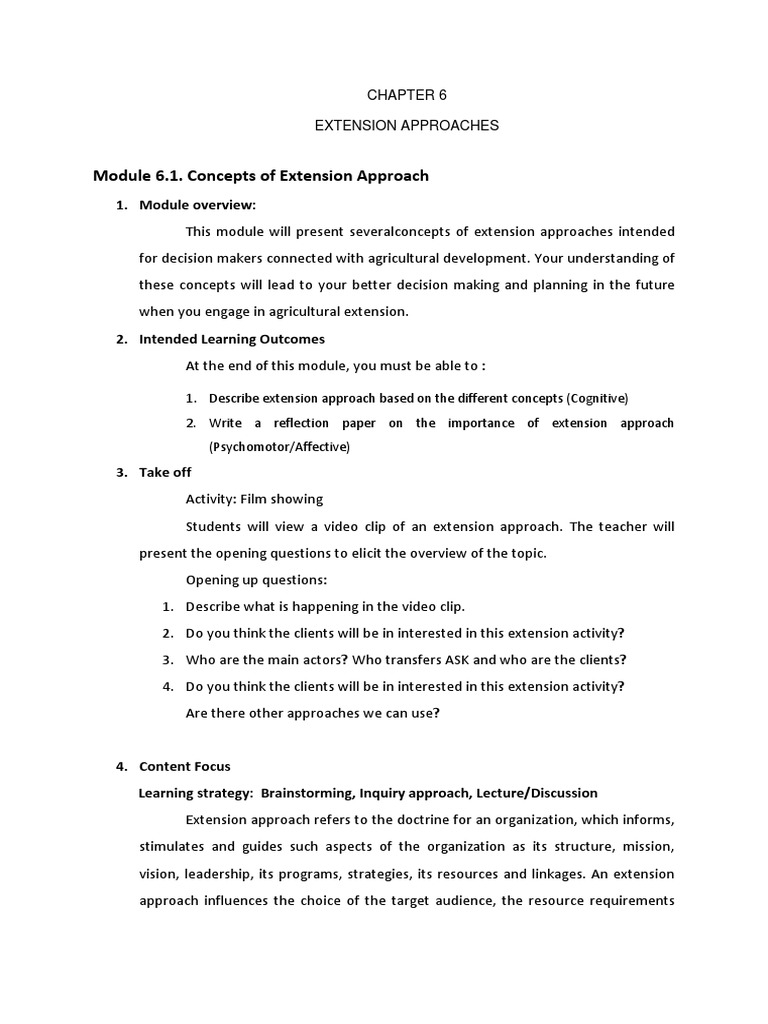 Module 1 Concepts of Extension Approach - Dr. Eulene Pizana 1 | PDF ...