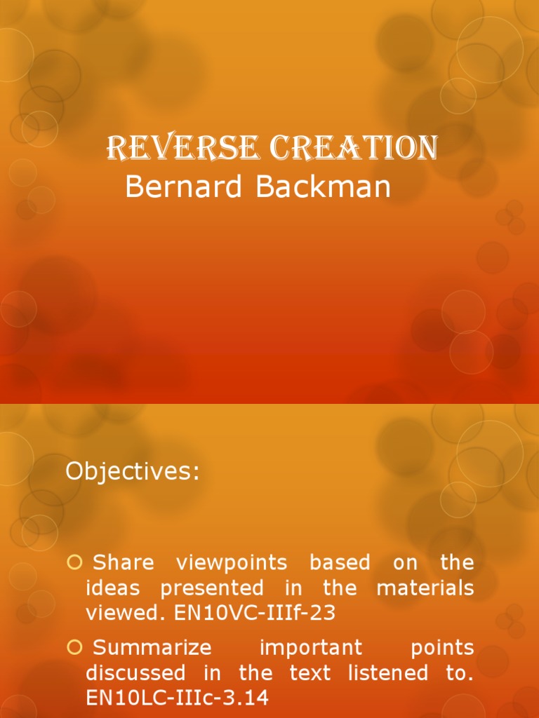 Reverse Creation: A Reflection on Humanity | PDF