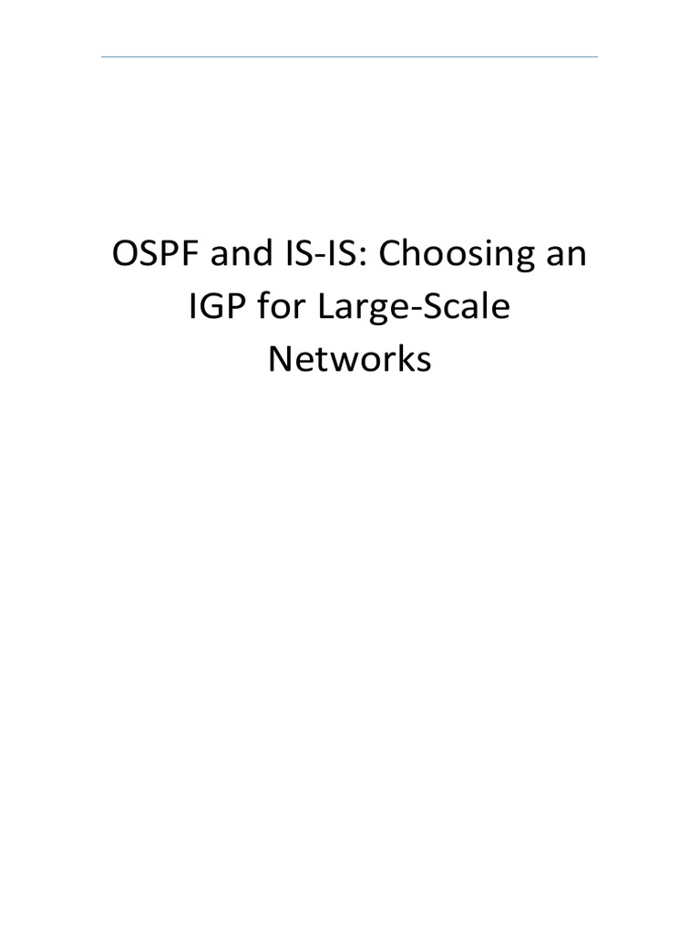 OSPF and IS-IS Choosing An IGP For Large-Scale Networks | PDF | Routing | Computer Network