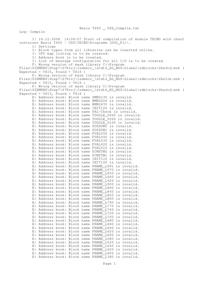 Compilation Issues Report for Basis T400 - USS Module | PDF | System Software | Computer ...