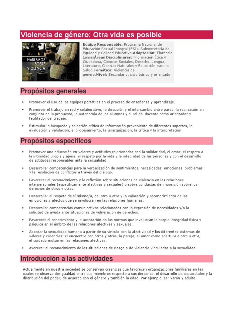 Secuencia didáctica violencia de género | La violencia contra las ...