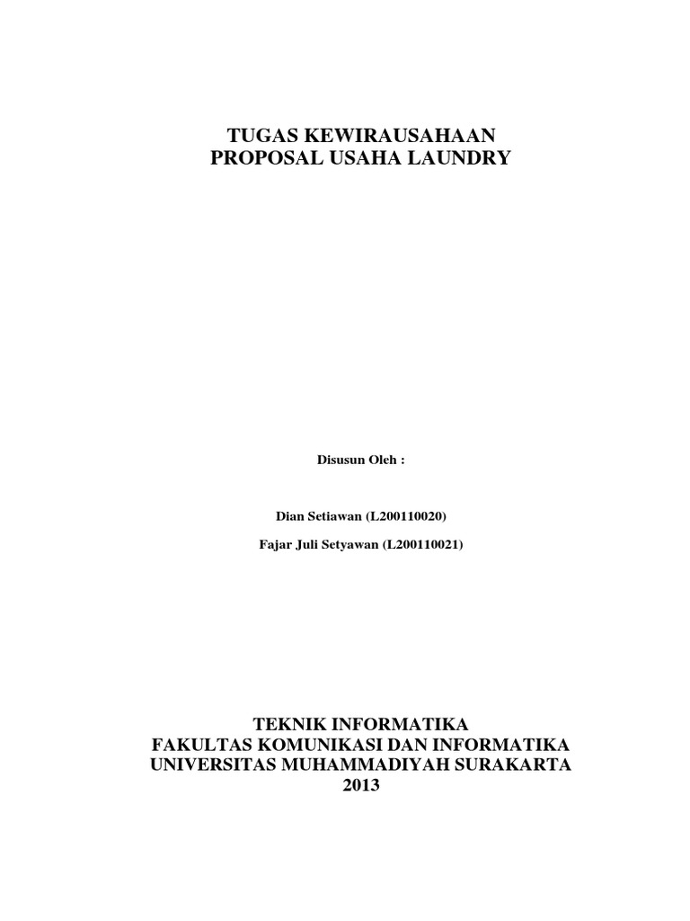 Proposal Usaha Laundry Kiloan | PDF