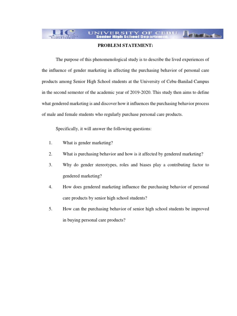 Group 8 Revised Problem Statement and Introduction | PDF | Gender Role | Marketing