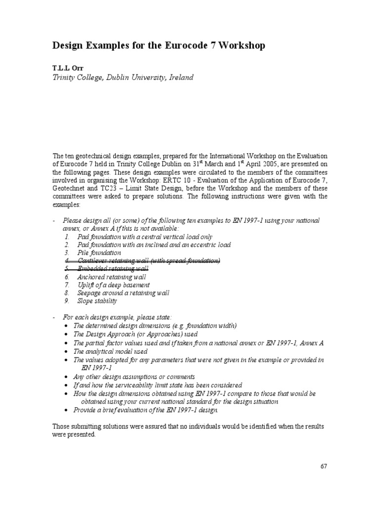 Design Examples For The Eurocode 7 | PDF | Deep Foundation | Geotechnical Engineering