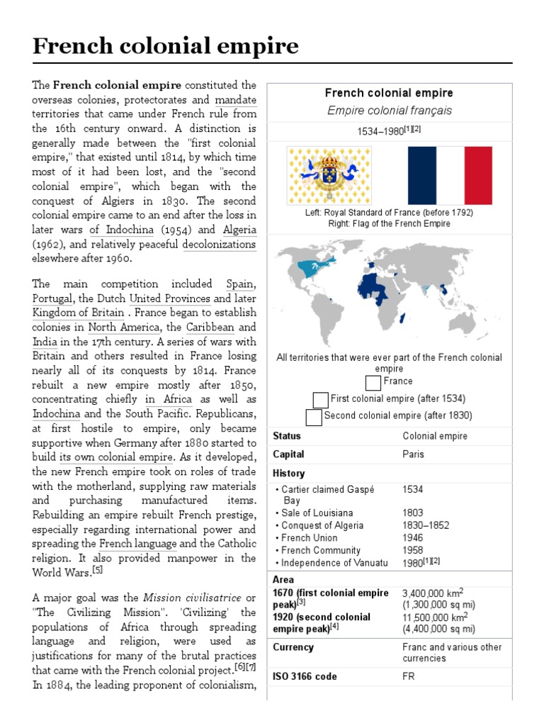 Overview of the French Colonial Empire | PDF | French Colonial Empire ...