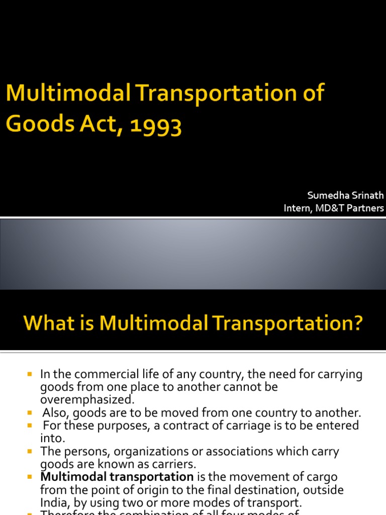 Multimodal Transportation Act 1993 Overview | PDF | Cargo | Consignee