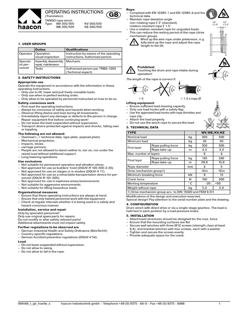 Haacon Tango W Gebruiksaanwijzing en | Download Free PDF | Rope ...