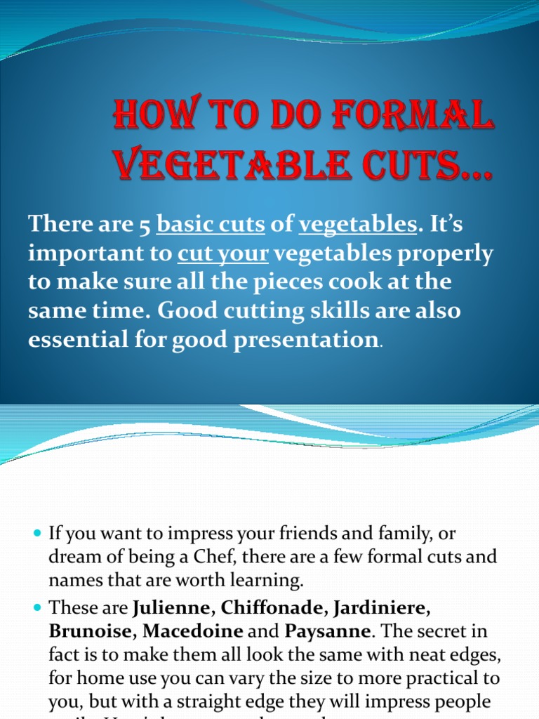 Basic Knife Skills of Veg. Cuts. | PDF | Zucchini | Capsicum