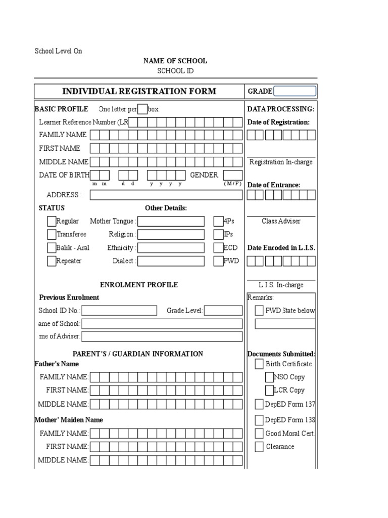 Student Registration Form Template | PDF | Computing And Information ...