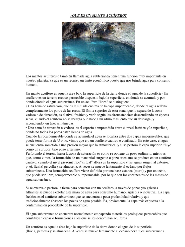 Definición de Mantos Acuíferos | PDF | Agua subterránea | Ambiente