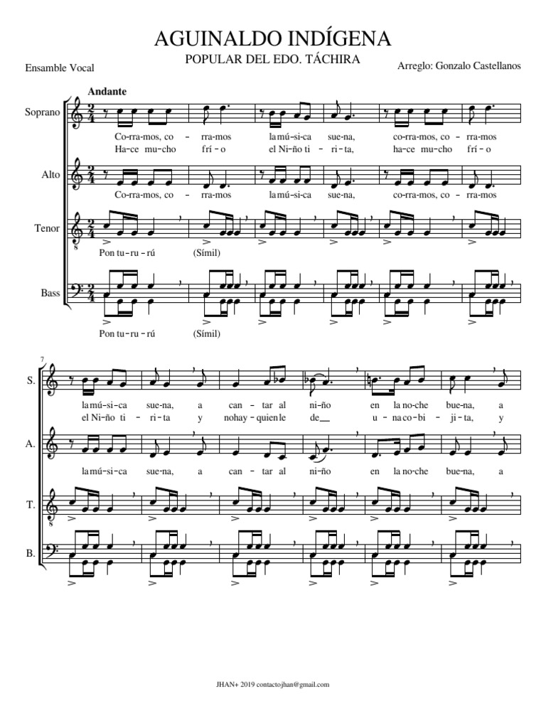 Aguinaldo Indígena: Arreglo Vocal | PDF | Musica coral | Música vocal