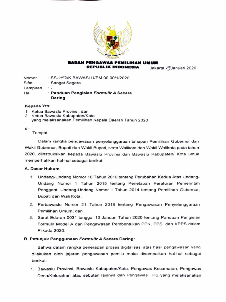 SE Panduan Pengisian Form A Secara Daring | PDF