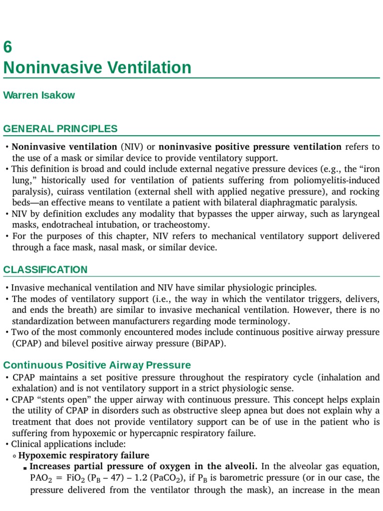 Noninvasive Ventilation | PDF | Breathing | Pulmonology