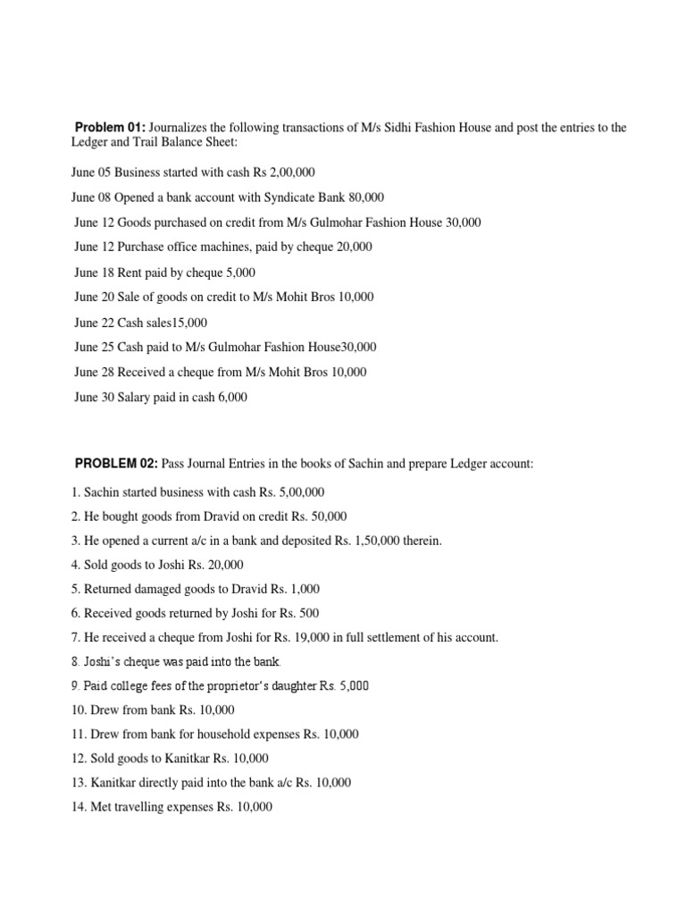 Assignment Problems | PDF | Debits And Credits | Cheque