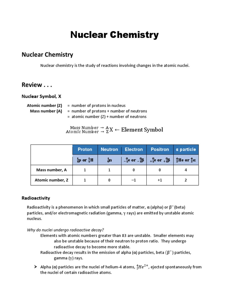Nuclear Chemistry Final PDF | PDF | Nuclear Physics | Radioactive Decay