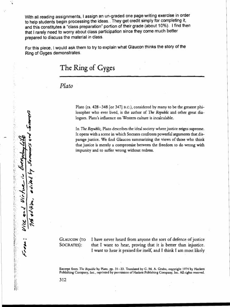 Plato Ring of Gyges PDF | PDF | Plato