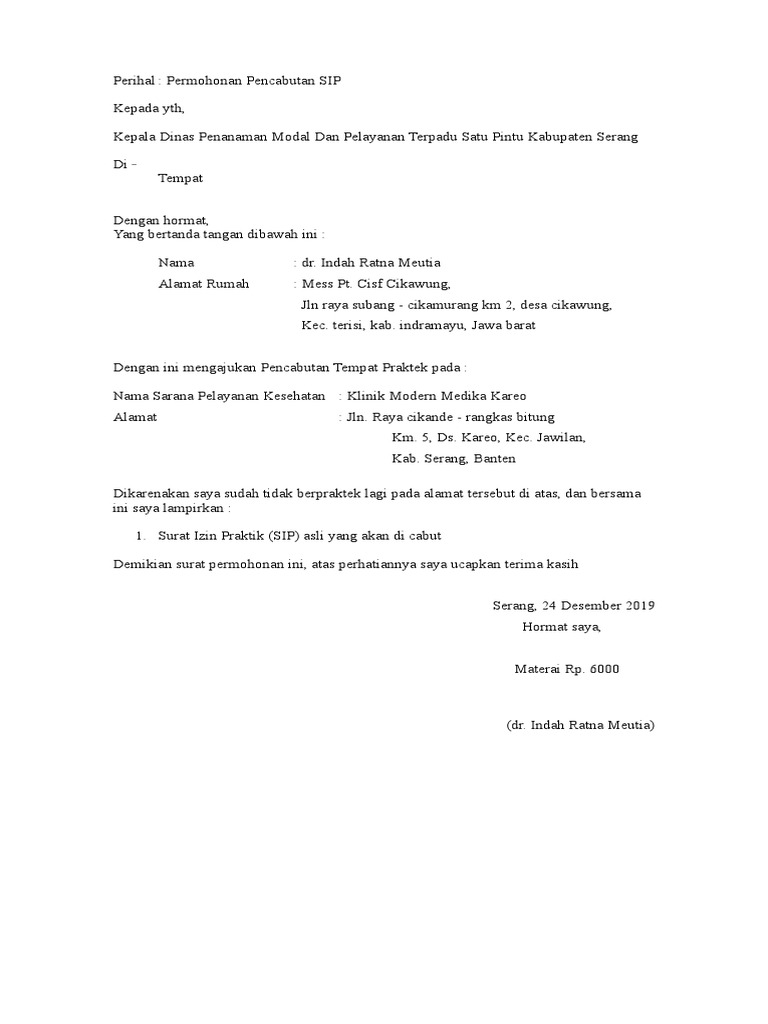 Surat Pencabutan Sip | PDF