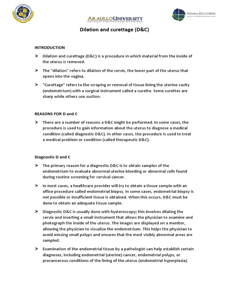 Dilation and Curettage | PDF | Anesthesia | Health Care