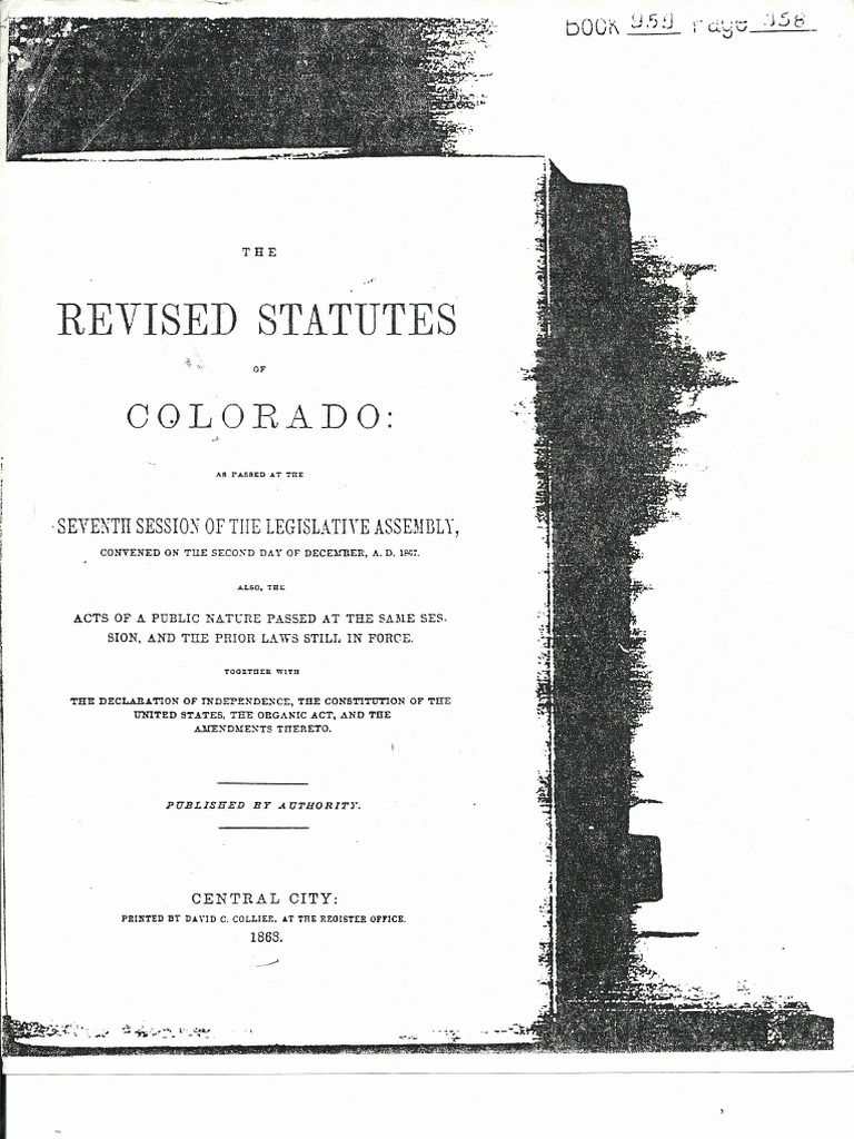Colorado Constitution 1868 ORIGINAL 13th Amendment | Ratification ...