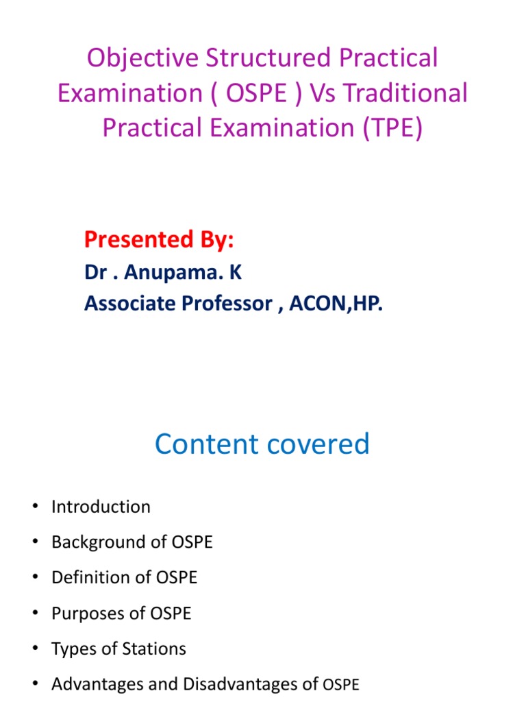 Objective Structured Practical Examination (OSPE) Vs | PDF | Physical ...