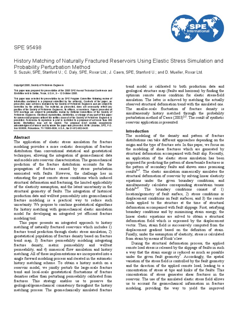 SPE 95498 History Matching of Naturally Fractured Reservoirs Using Elastic Stress Simulation and ...