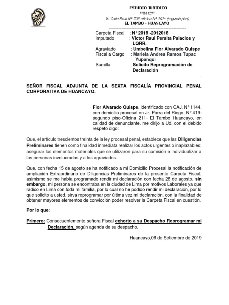 Solicitar Reprogramar Declaración | PDF | Gobierno | Justicia