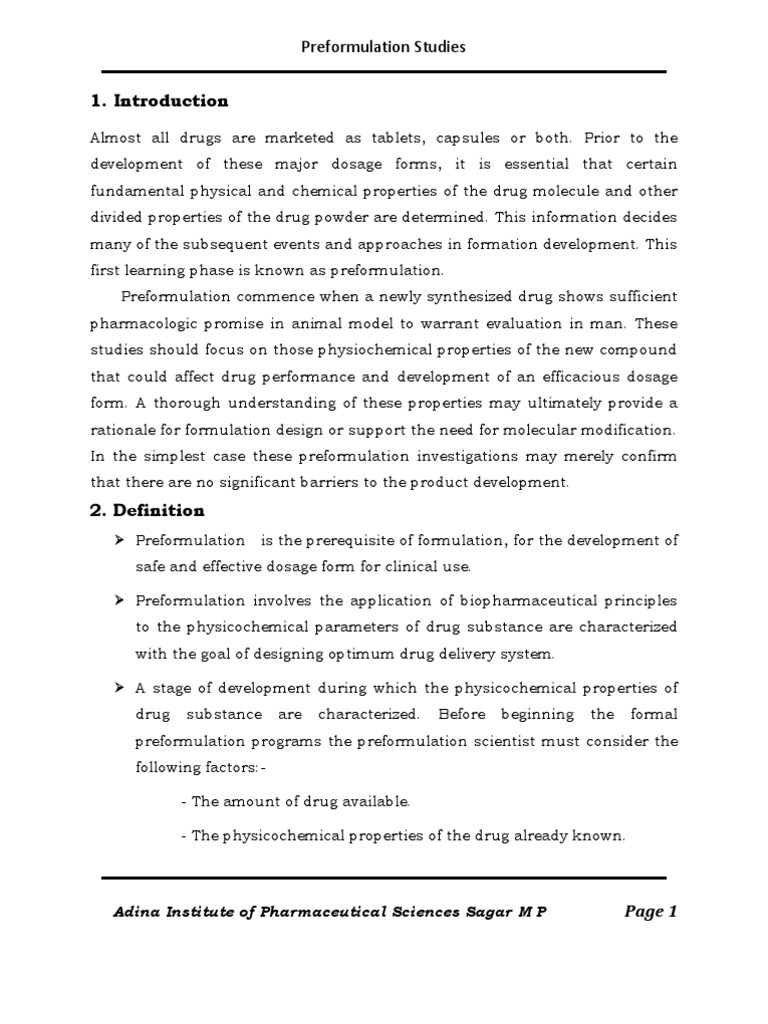 Preformulation | PDF | Solubility | Pharmaceutical Formulation