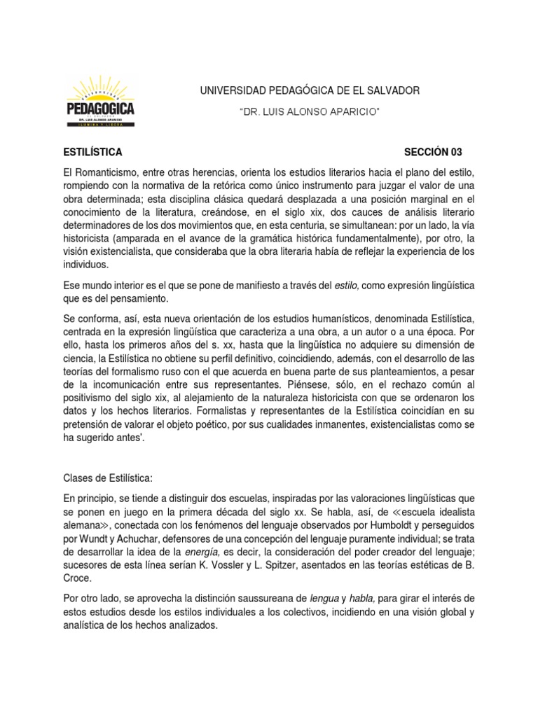 Estilística Descriptiva | PDF | Crítica literaria | Lingüística