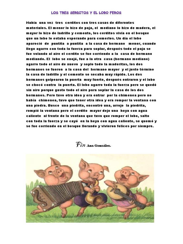Los Tres Cerditos Y El Lobo Feros Ana Gozalez Pdf