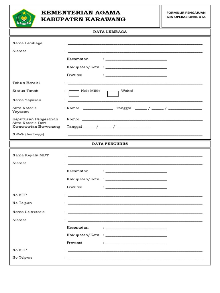 Formulir Pengajuan | PDF