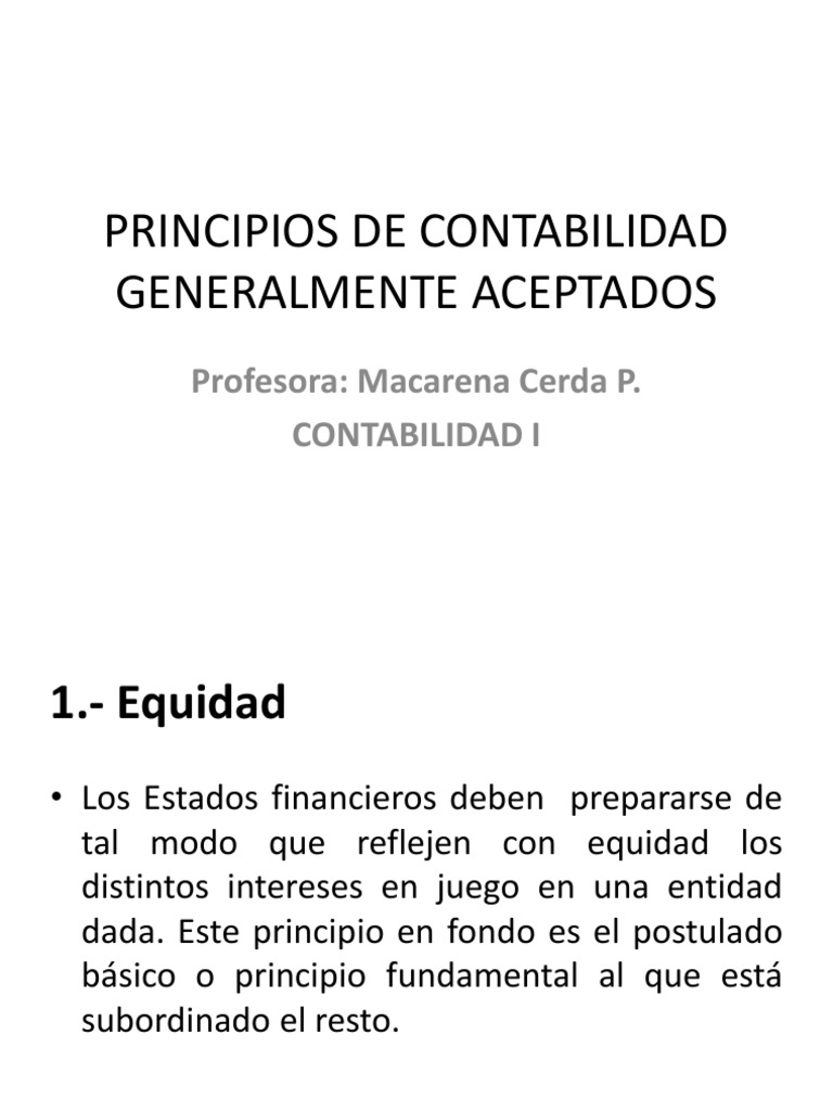Principíos Contables Pcga | PDF | Contabilidad | Economias