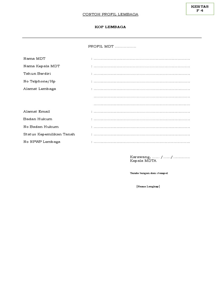 Contoh Profil Lembaga | PDF